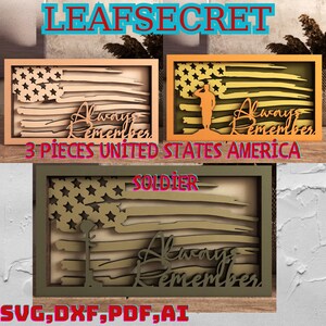 United States America Soldier Lightburn SVG, Laser Cut File,3d Layered ...