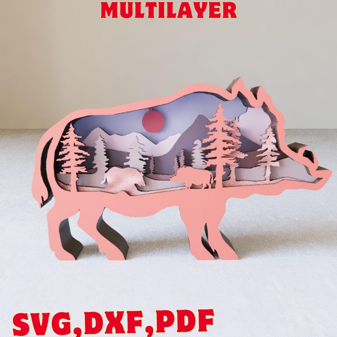 8-layered Wooden Bison,buffalo,layered Wall Art,layered Buffalo,outdoor ...