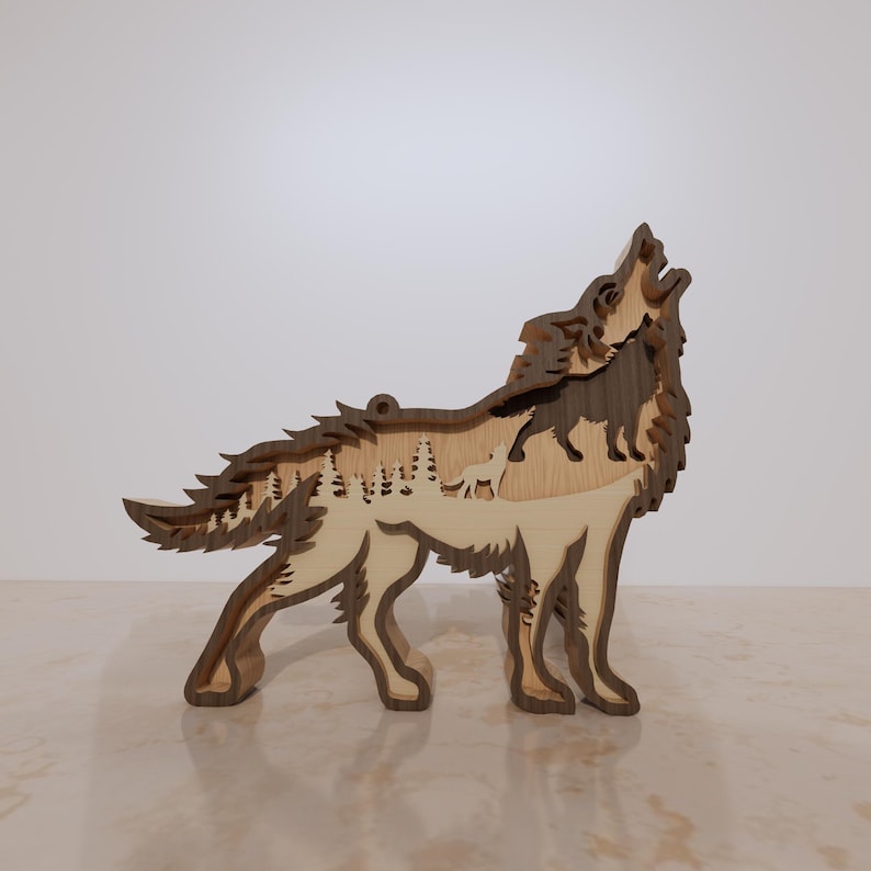 Wolf Multilayer,lightburn Svg,digital File Laser Cut Files Multilayer ...