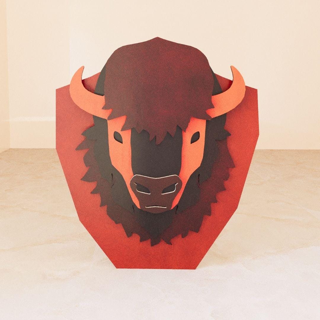 Layered Wooden Buffalo: 3D Laser Cut File (SVG, DXF, PDF) - Etsy