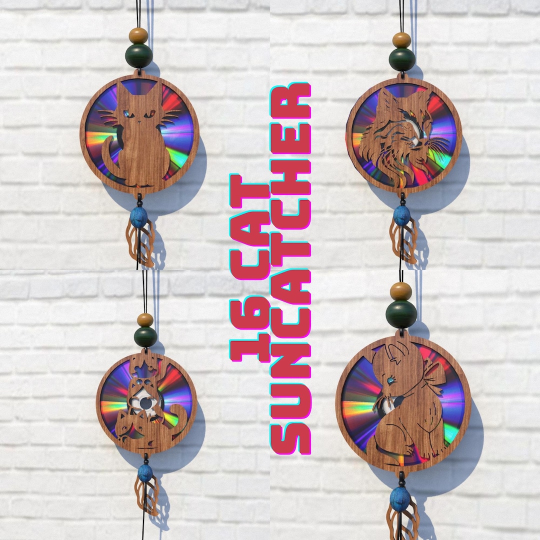 16 Piece Suncatcher,cats Animals Svg Cnc Template Suncatcher,reflective ...