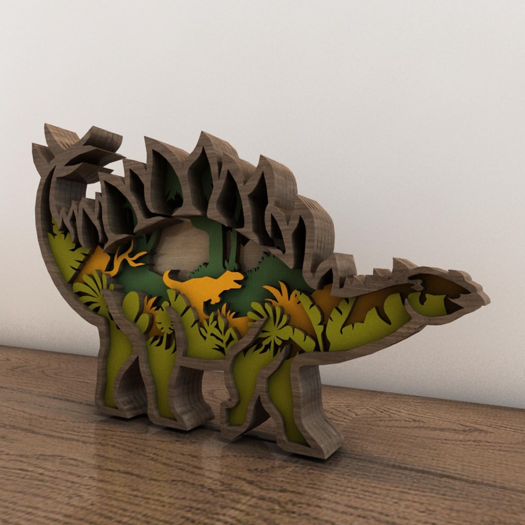 Dinosaur Svg,dxf-laser Cut Files- 6 Multilayer Art Piece for Glowforge ...