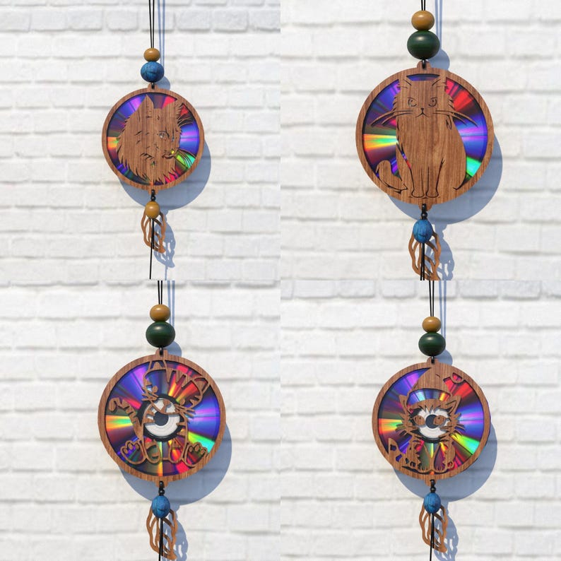 16 Piece Suncatcher,cats Animals Svg Cnc Template Suncatcher,reflective ...