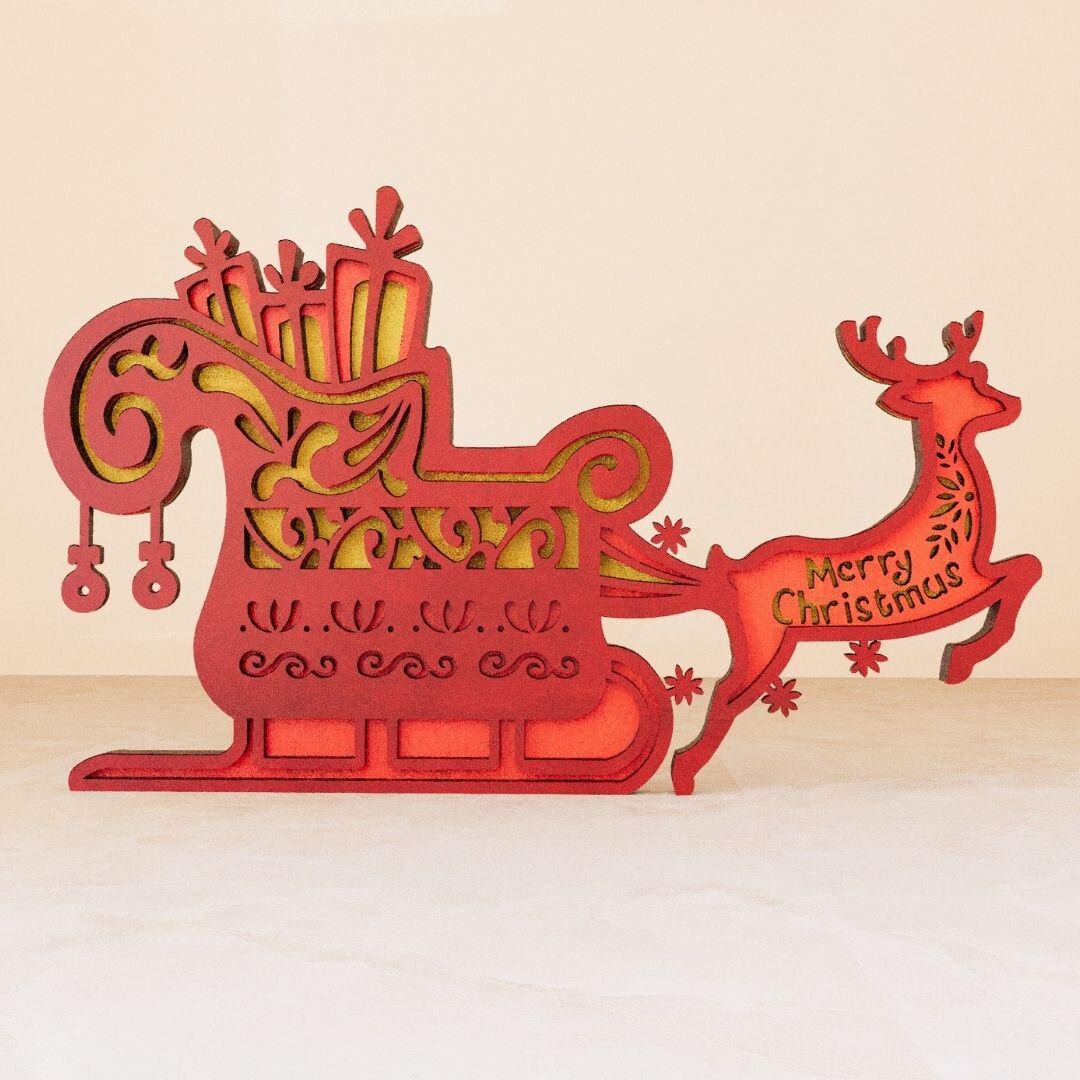 3D Christmas Sled Laser Cut File: Multilayer SVG DXF (digital Download ...
