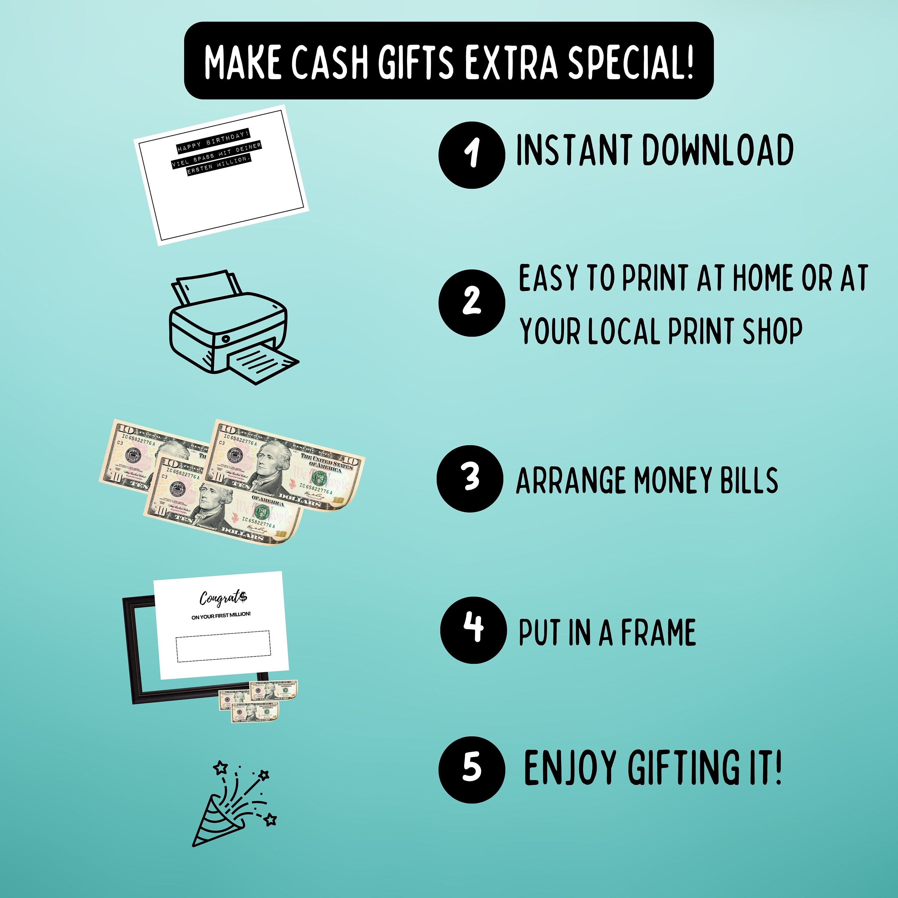 Money Card Gift Template, First Million Congrats, Money Gift Ideas ...