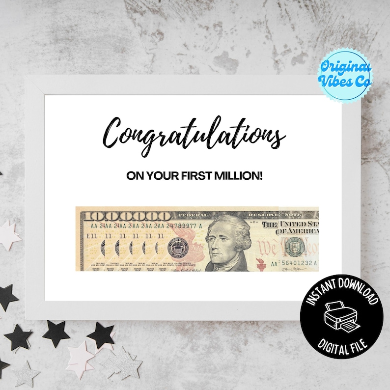 Money Card Gift Template, First Million Congrats, Money Gift Ideas ...