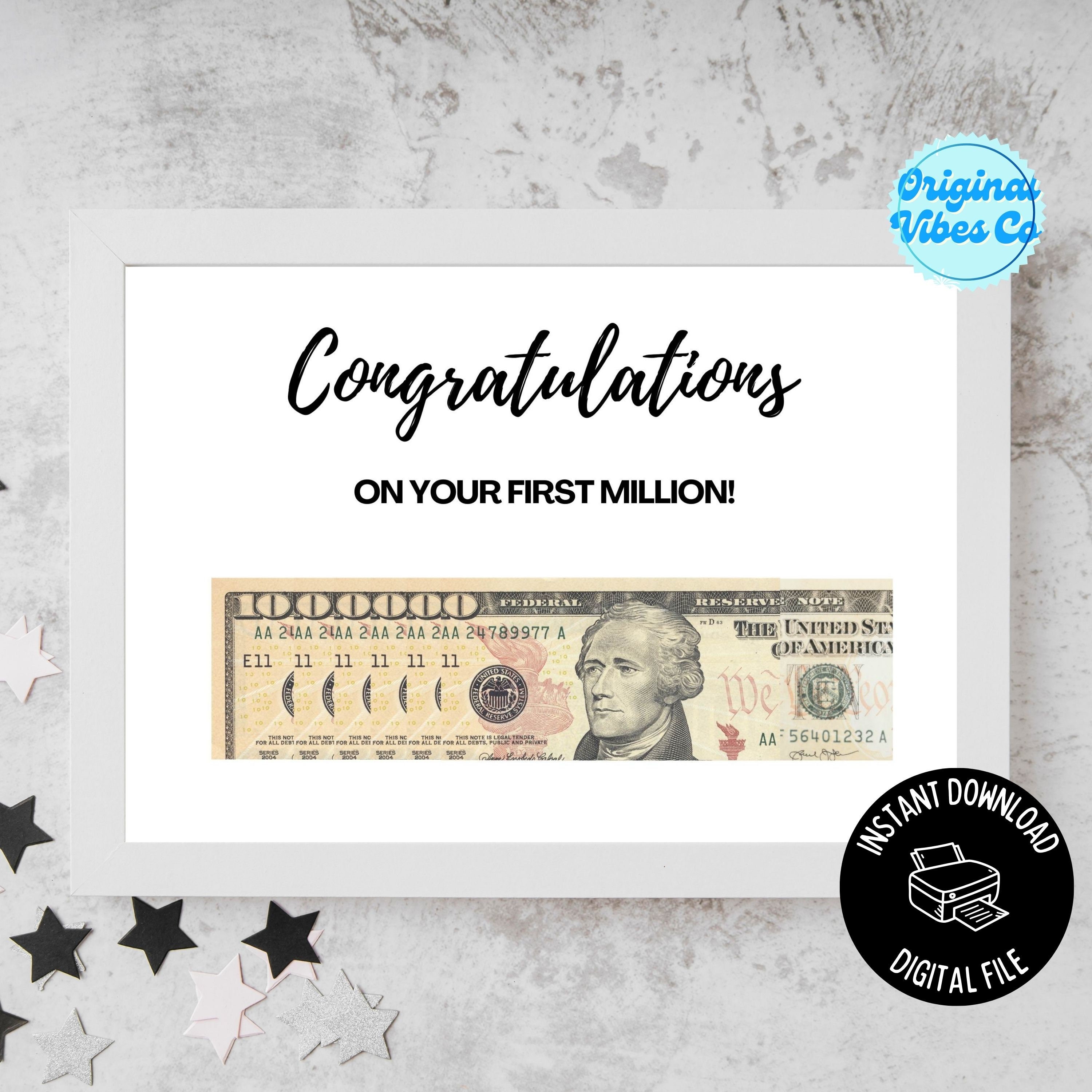 Money Card Gift Template, First Million Congrats, Money Gift Ideas ...