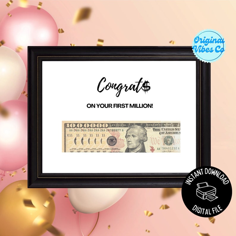 Money Card Gift Template, First Million Congrats, Money Gift Ideas ...