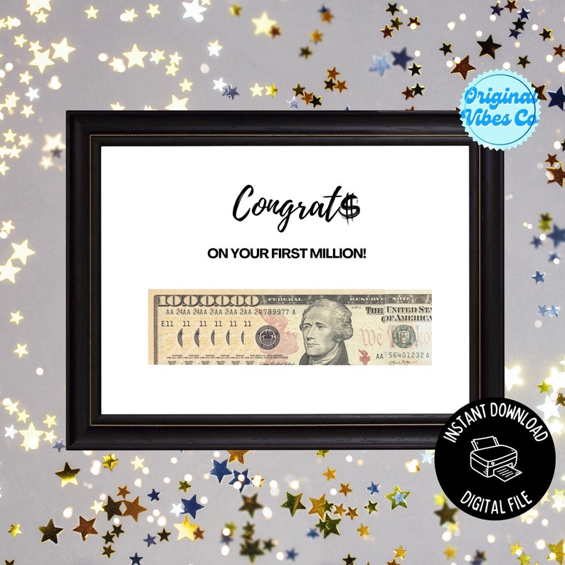 Money Card Gift Template, First Million Congrats, Money Gift Ideas ...