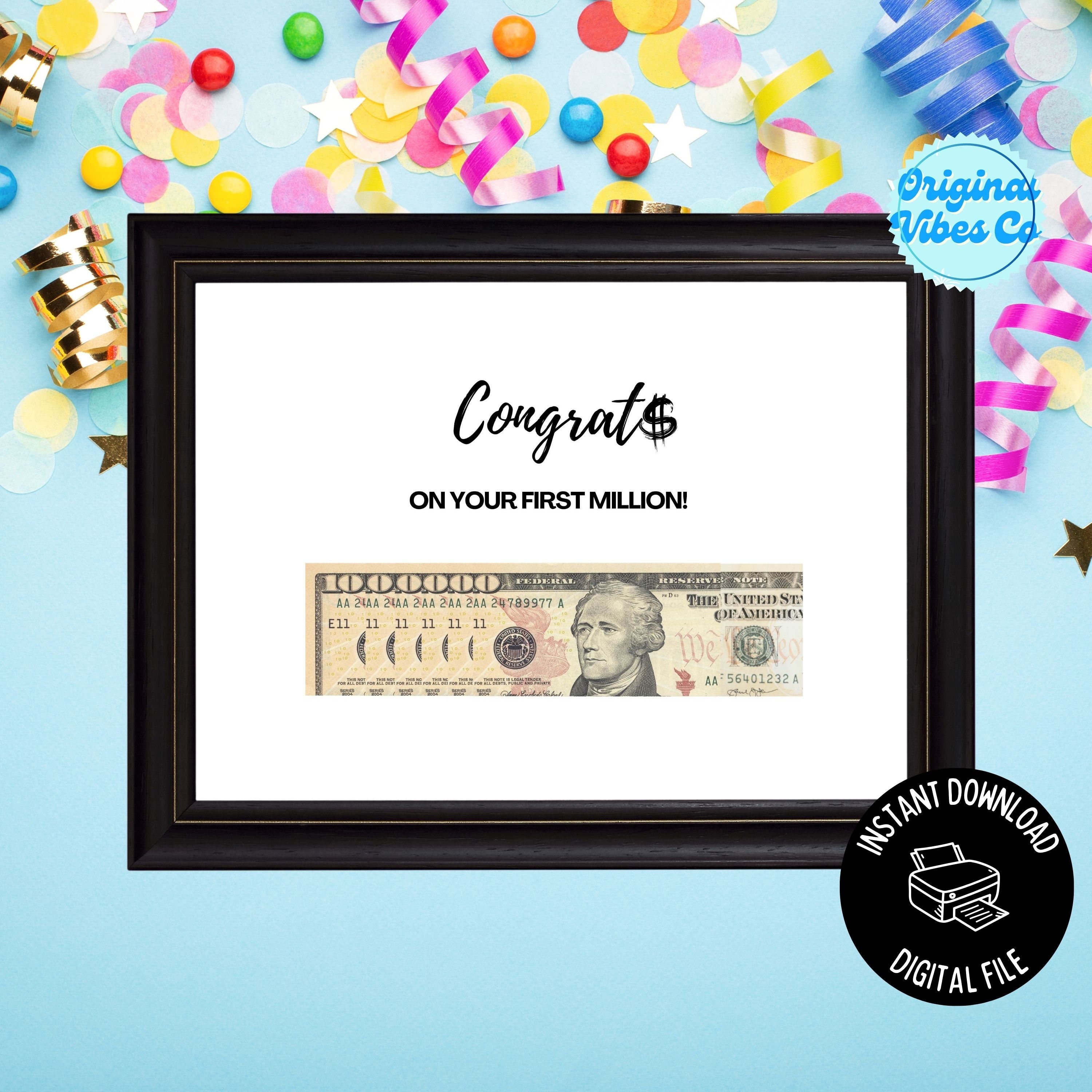 Money Card Gift Template, First Million Congrats, Money Gift Ideas ...