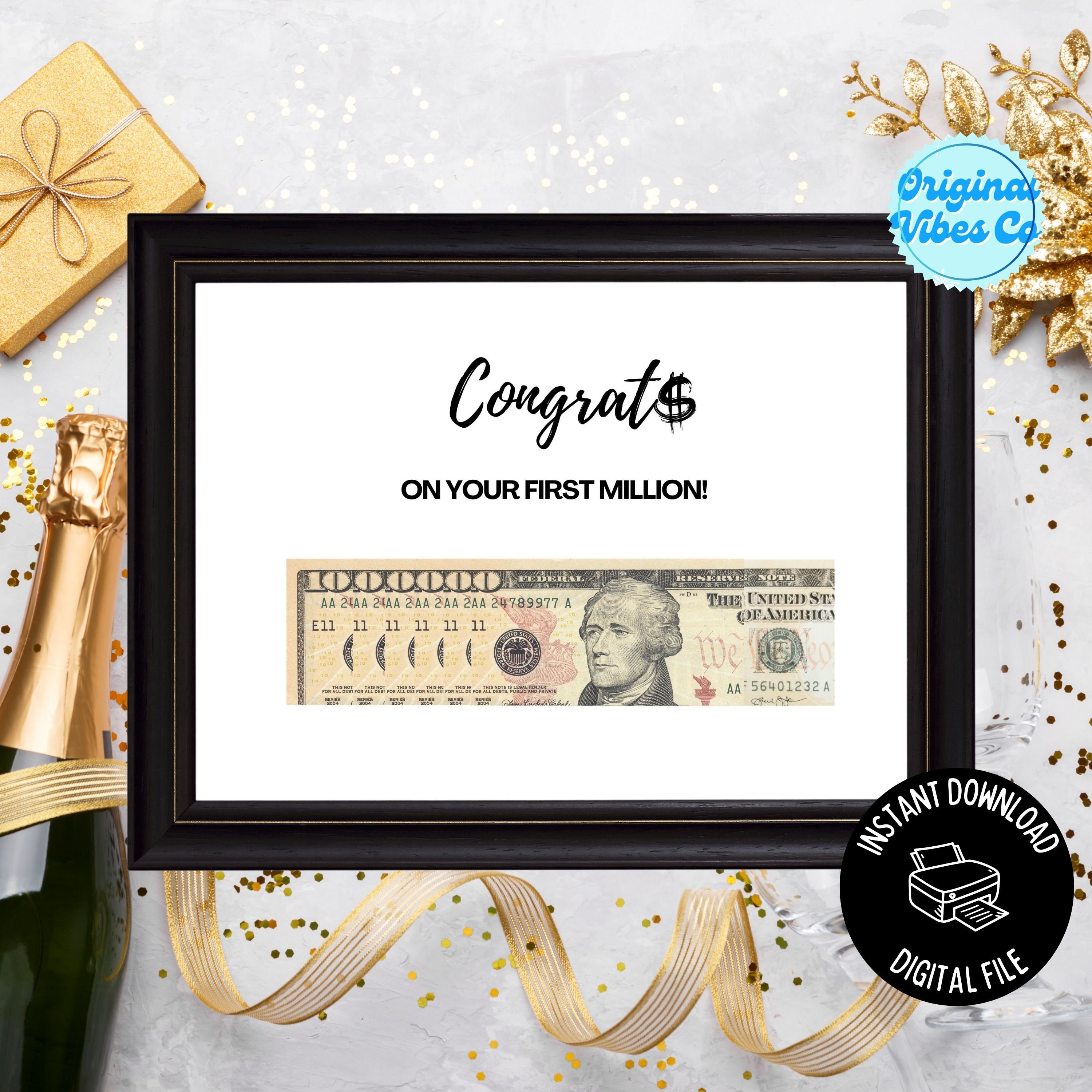 Money Card Gift Template, First Million Congrats, Money Gift Ideas ...