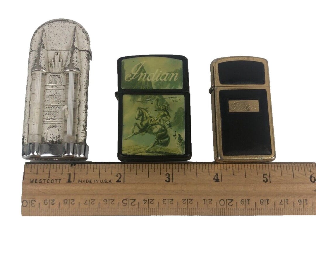 Vintage Lighters Flip Top Novelty Lighters Lot of 3 Retro Castle Indian ...