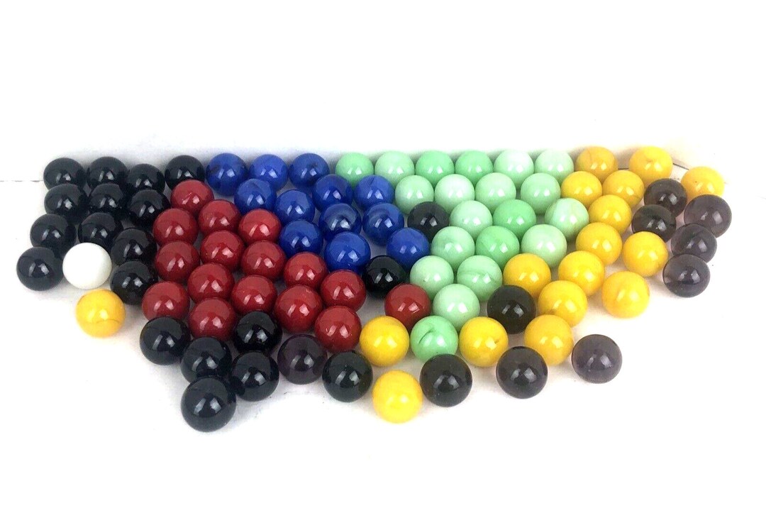 Vintage Mini Marbles Lot of 96 Solids and Swirls Black Red Blue Green ...
