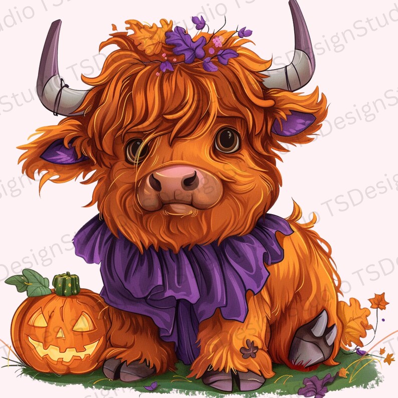 Highland Cow Halloween Clipart, High Quality Pngs, Highland Cow PNG ...