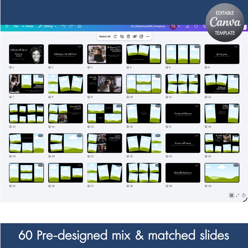 Memorial Service Slideshow, Funeral Photo Template, Elegant Powerpoint ...