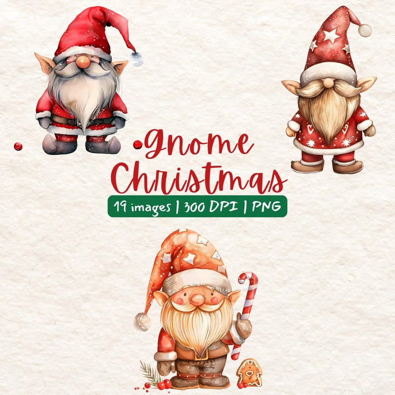 Watercolor Gnome Christmas Clipart, High Quality Pngs, Gnome PNG ...