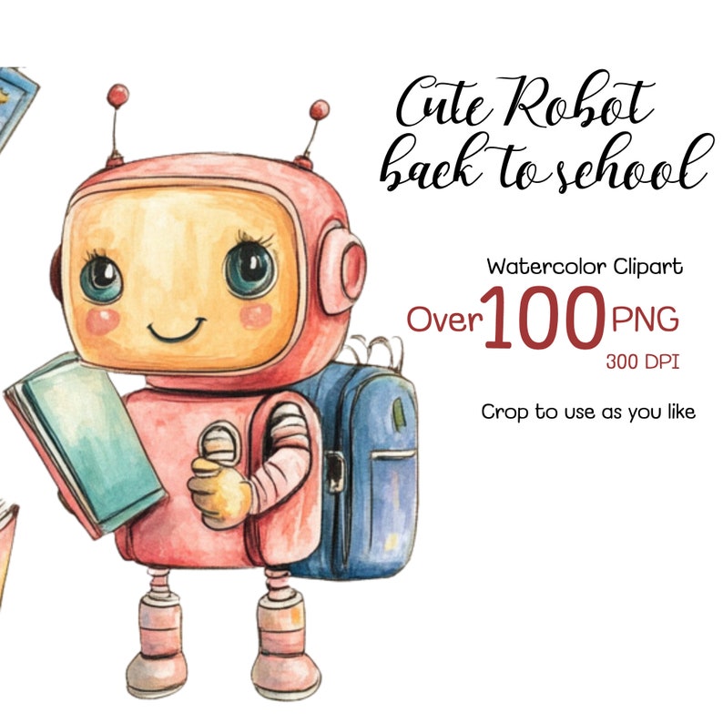 Robot Back to School Clipart Collection, High Quality Pngs, Cute Robot ...