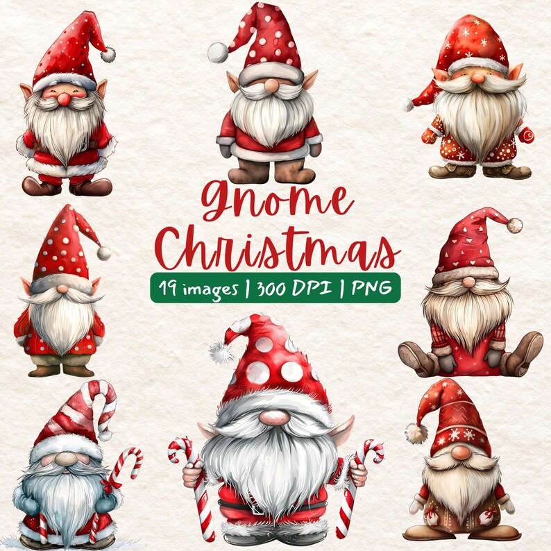 Watercolor Gnome Christmas Clipart, High Quality Pngs, Gnome PNG ...