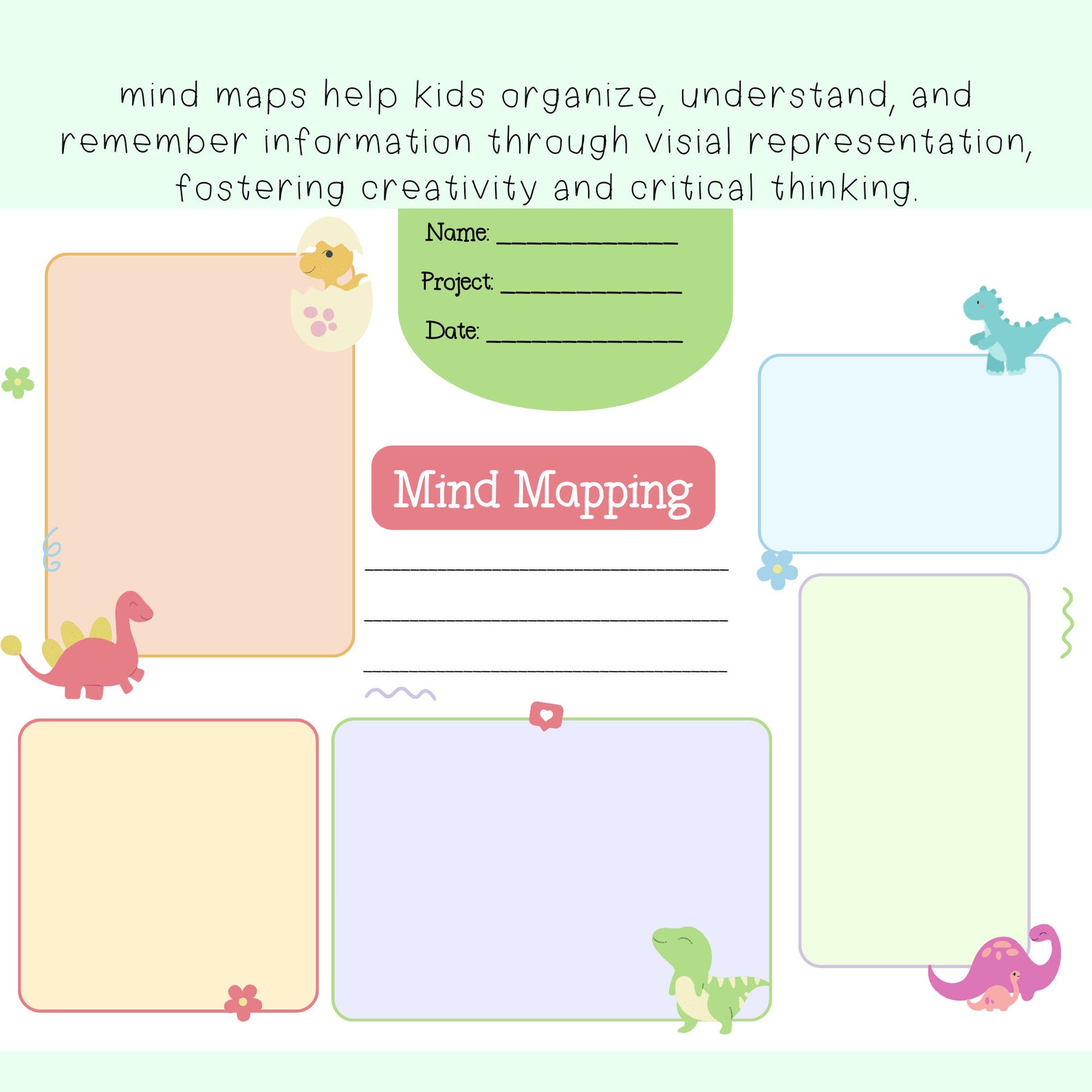 Mind Map Template for Kids, Printable Mind Map Planner, Study Guide ...
