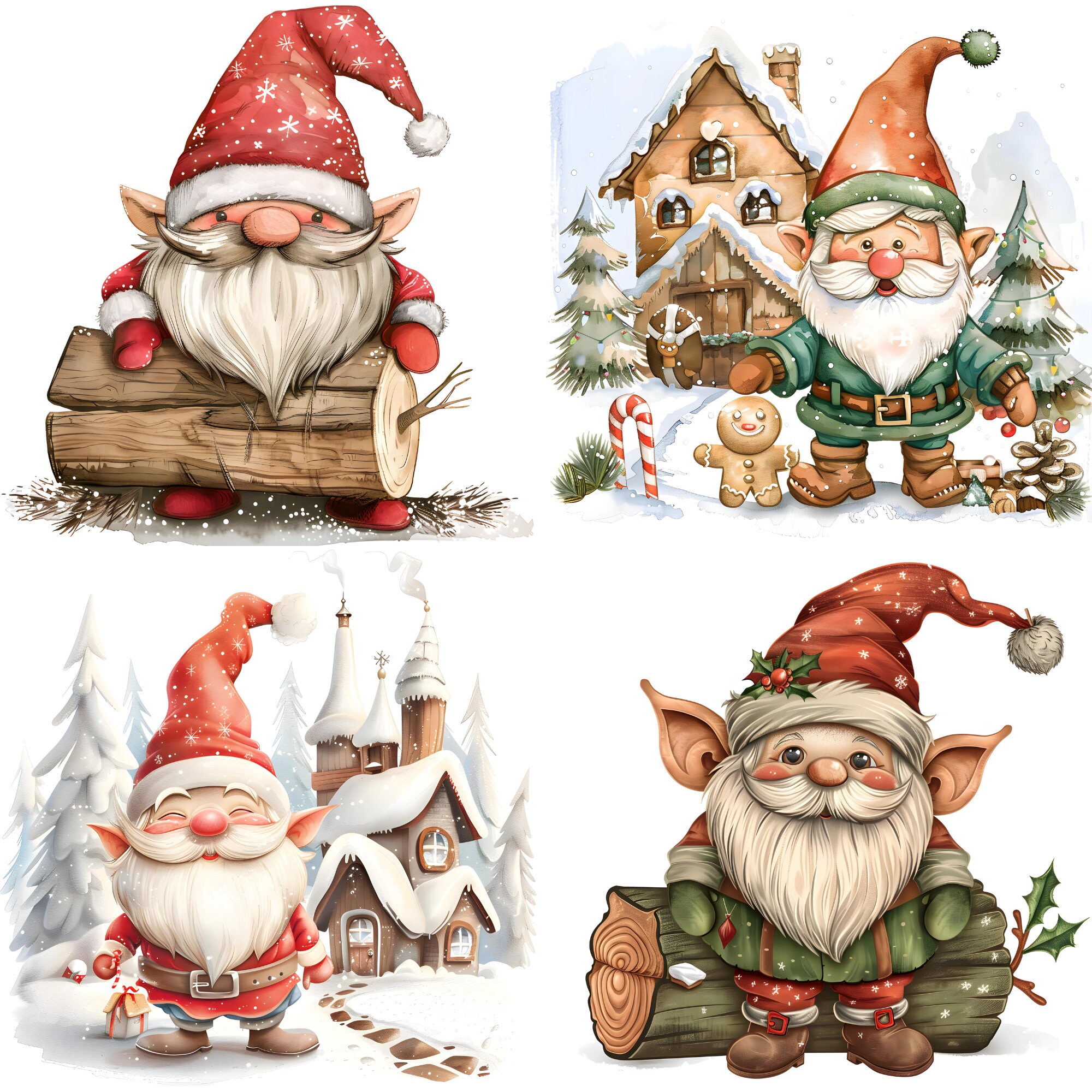 Watercolor Gnome Christmas Clipart, High Quality Pngs, Gnome PNG ...