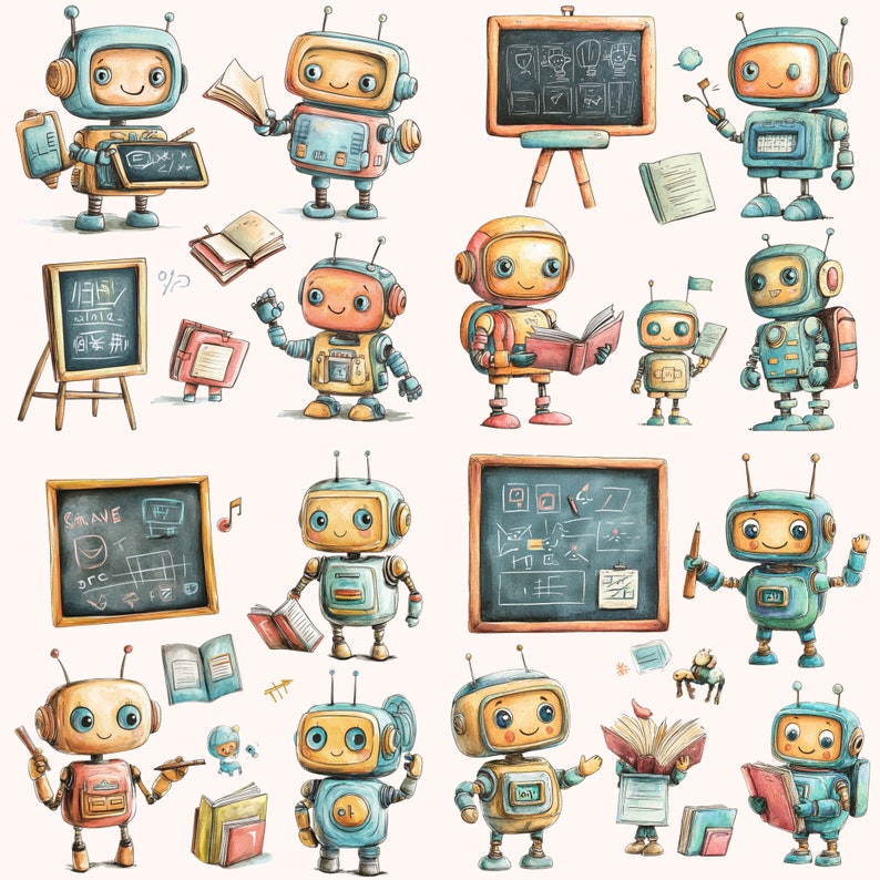 Robot Back to School Clipart Collection, High Quality Pngs, Cute Robot ...
