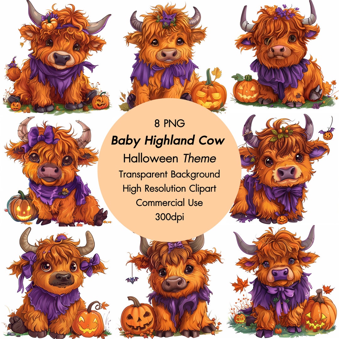 Highland Cow Halloween Clipart, High Quality Pngs, Highland Cow PNG ...