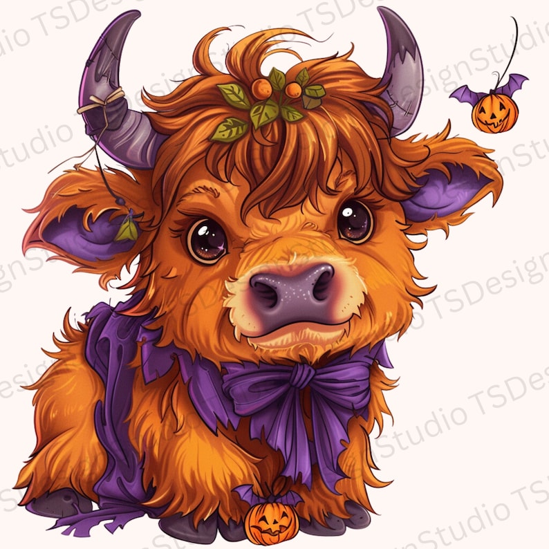 Highland Cow Halloween Clipart, High Quality Pngs, Highland Cow PNG ...