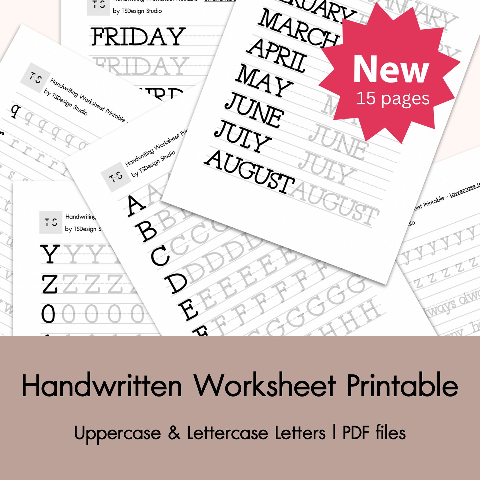 Handwritten Scribble Worksheets 15 Page, Hand Lettering Alphabet ABC ...