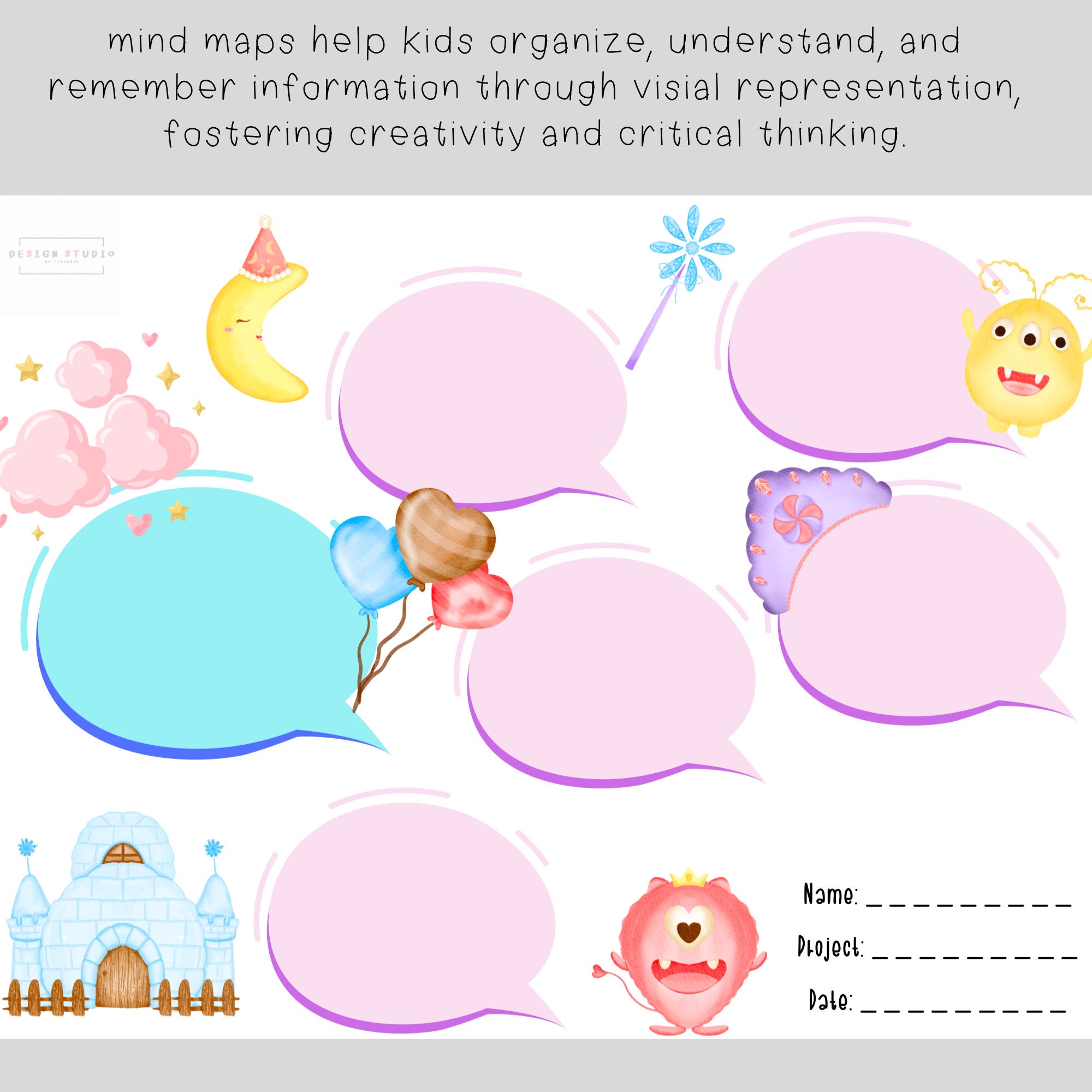 Mind Map Template for Kids, Printable Mind Map Planner, Study Guide ...