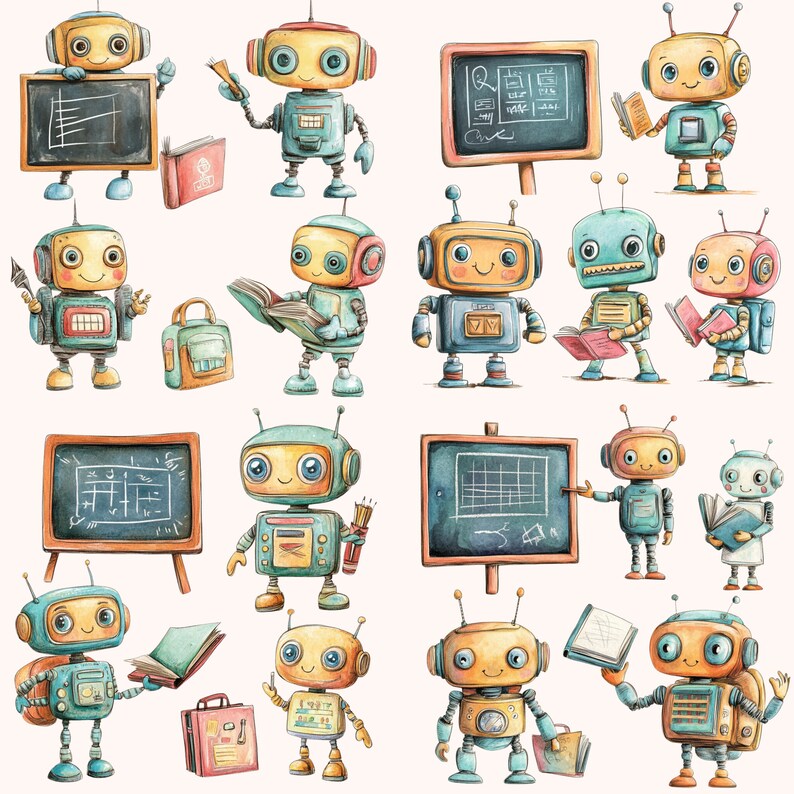 Robot Back to School Clipart Collection, High Quality Pngs, Cute Robot ...