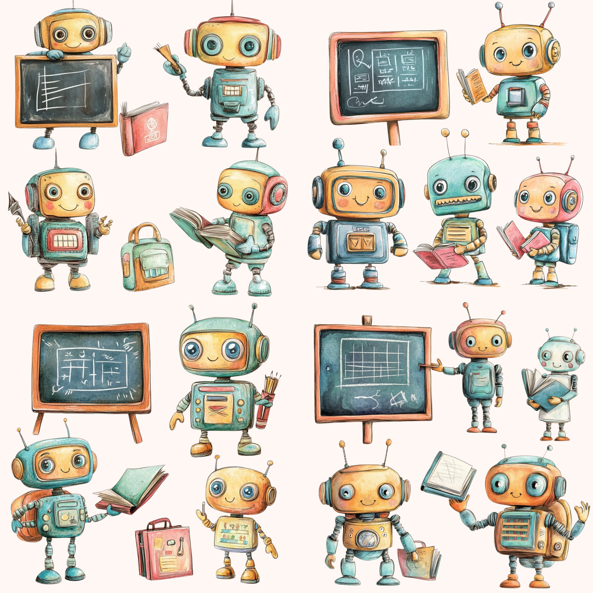 Robot Back to School Clipart Collection, High Quality Pngs, Cute Robot ...