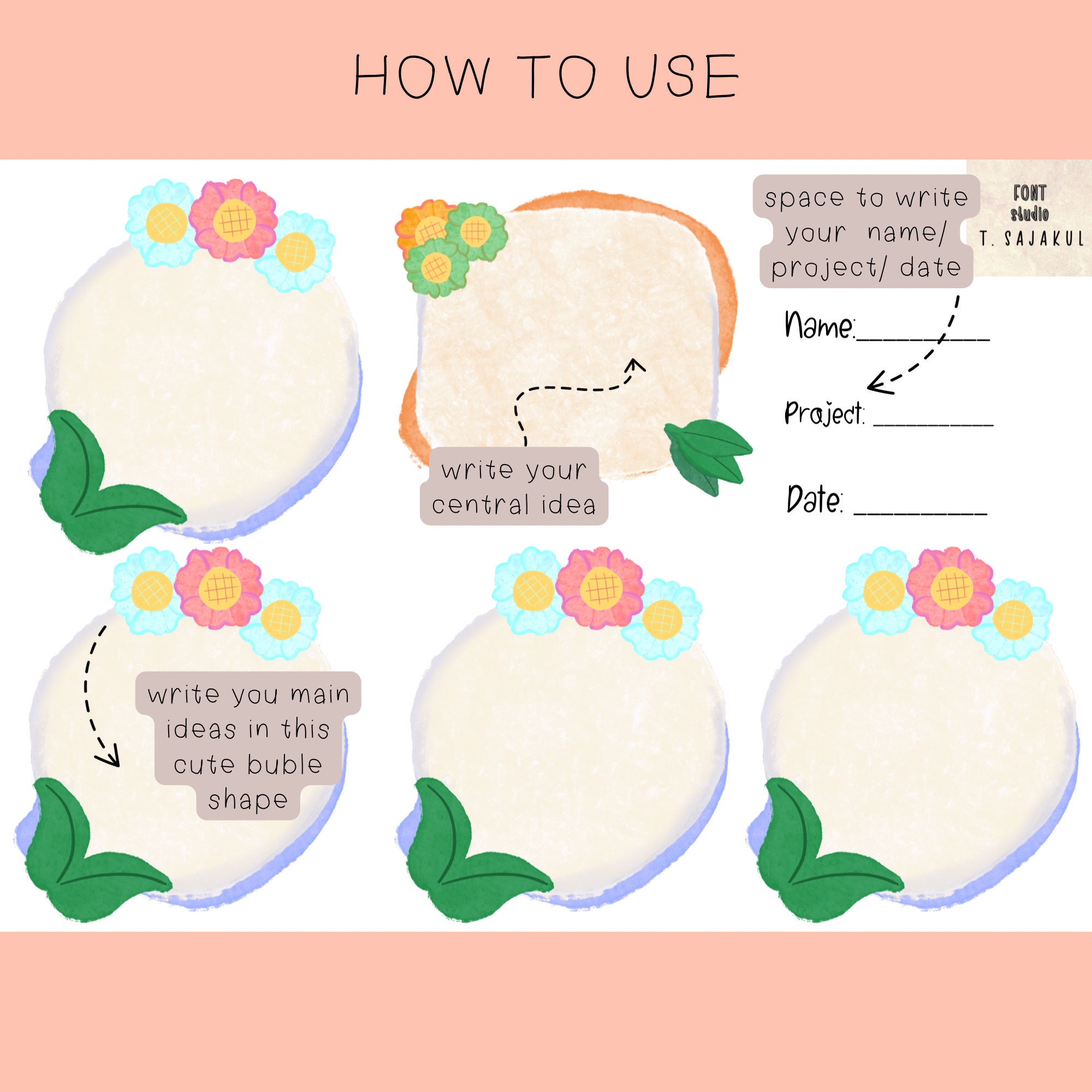 Mind Map Template for Kids, Printable Mind Map Planner, Study Guide ...