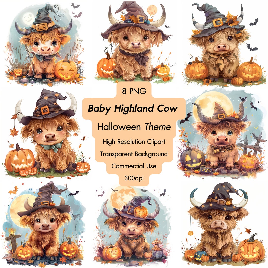 Highland Cow Halloween Clipart, High Quality Pngs, Highland Cow PNG ...