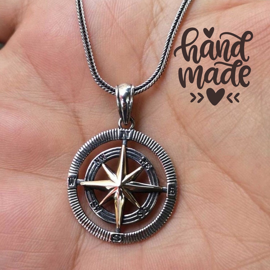 Compass Necklace for Mom, Compass Necklace Silver, Silver Compass ...
