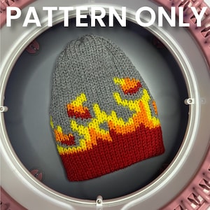 PATTERN ONLY: up in Flames Beanie Pattern for Circular Knitting Machine ...