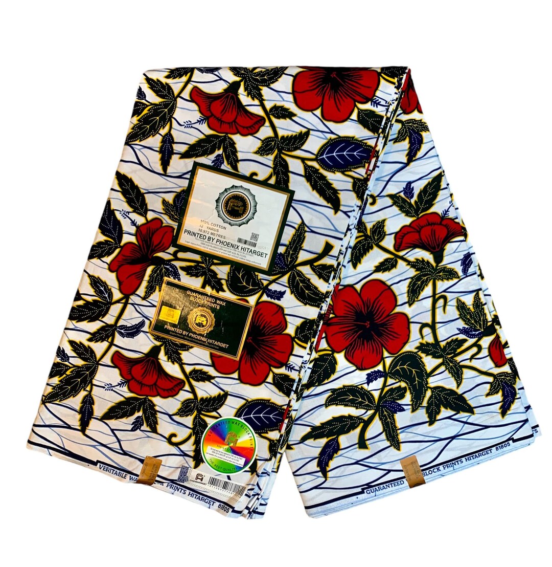 African Wax Fabrics 100% Cotton Ankara 1 to 12 Yards, Authentic ...