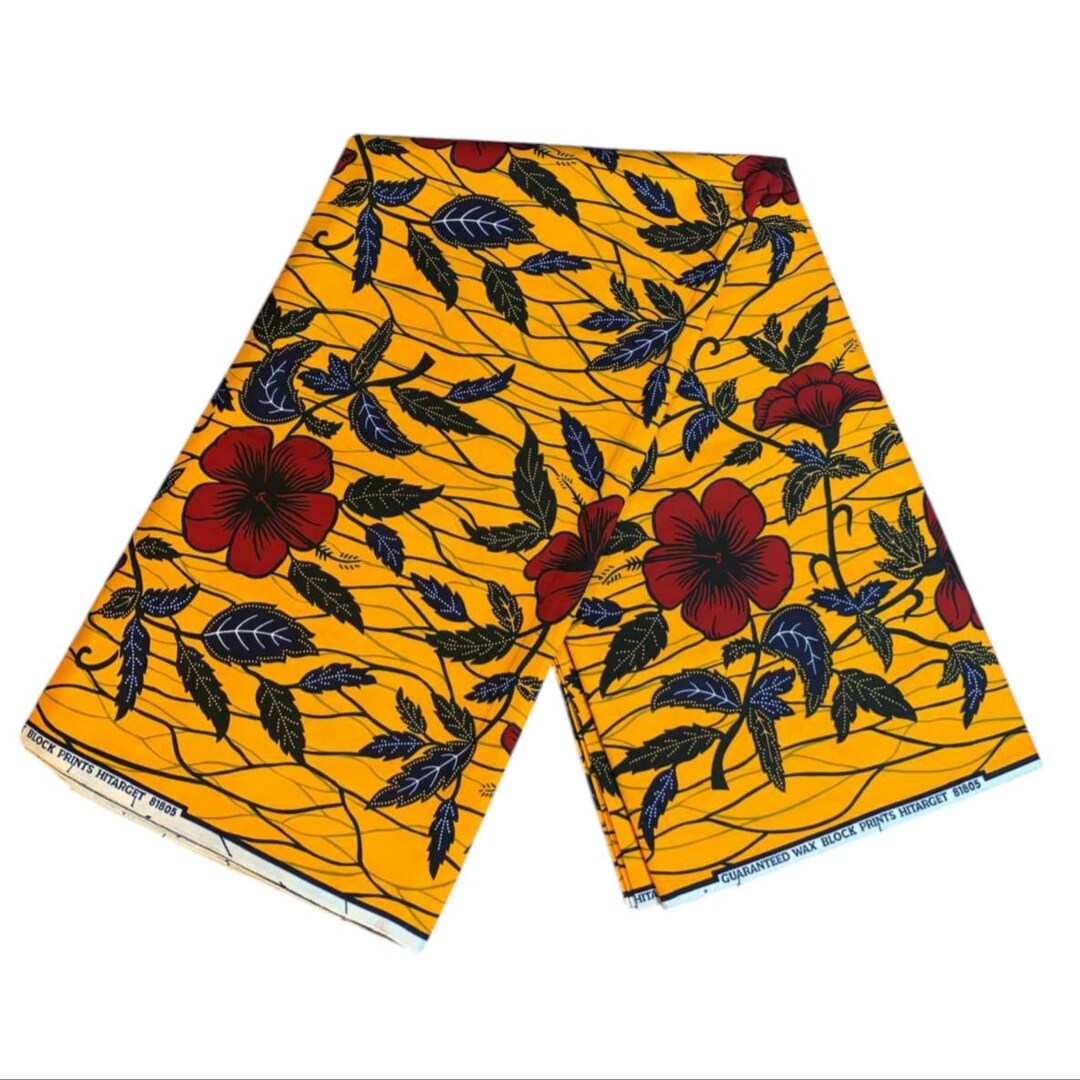 African Wax Fabric 100% Cotton Ankara 1 to 6 Yards Wax Hitarget Red and ...