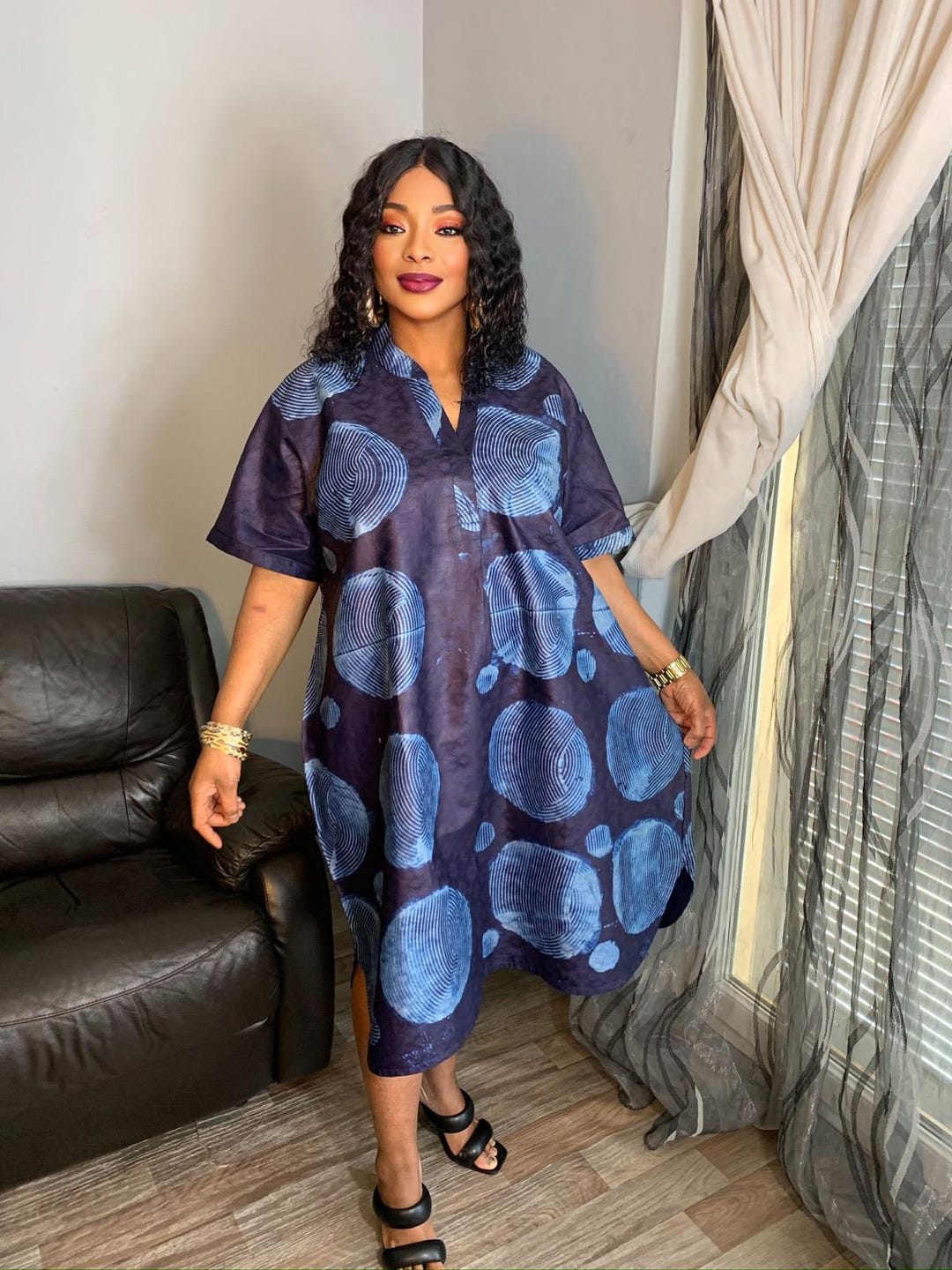 Adire Indigo Tye and Dye Shirt Dress, Kampala, Batik, Cotton. - Etsy