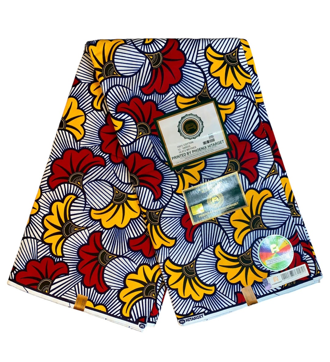 African Wax Fabric 100% Cotton Ankara 1 to 12 Yards Hitarget Wax ...