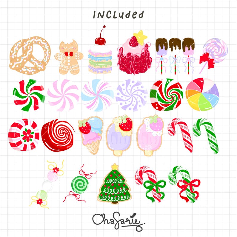 Christmas Candy Clipart Set, Holiday Sweets PNG (digital Download) - Etsy