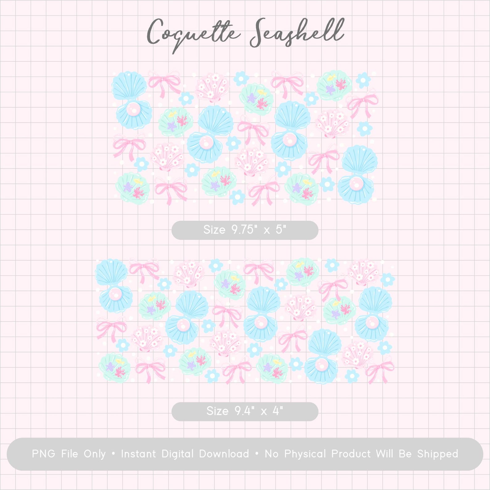 Coquette Seashell Libbey Glass Wrap, Pastel Ocean Design (PNG Digital ...