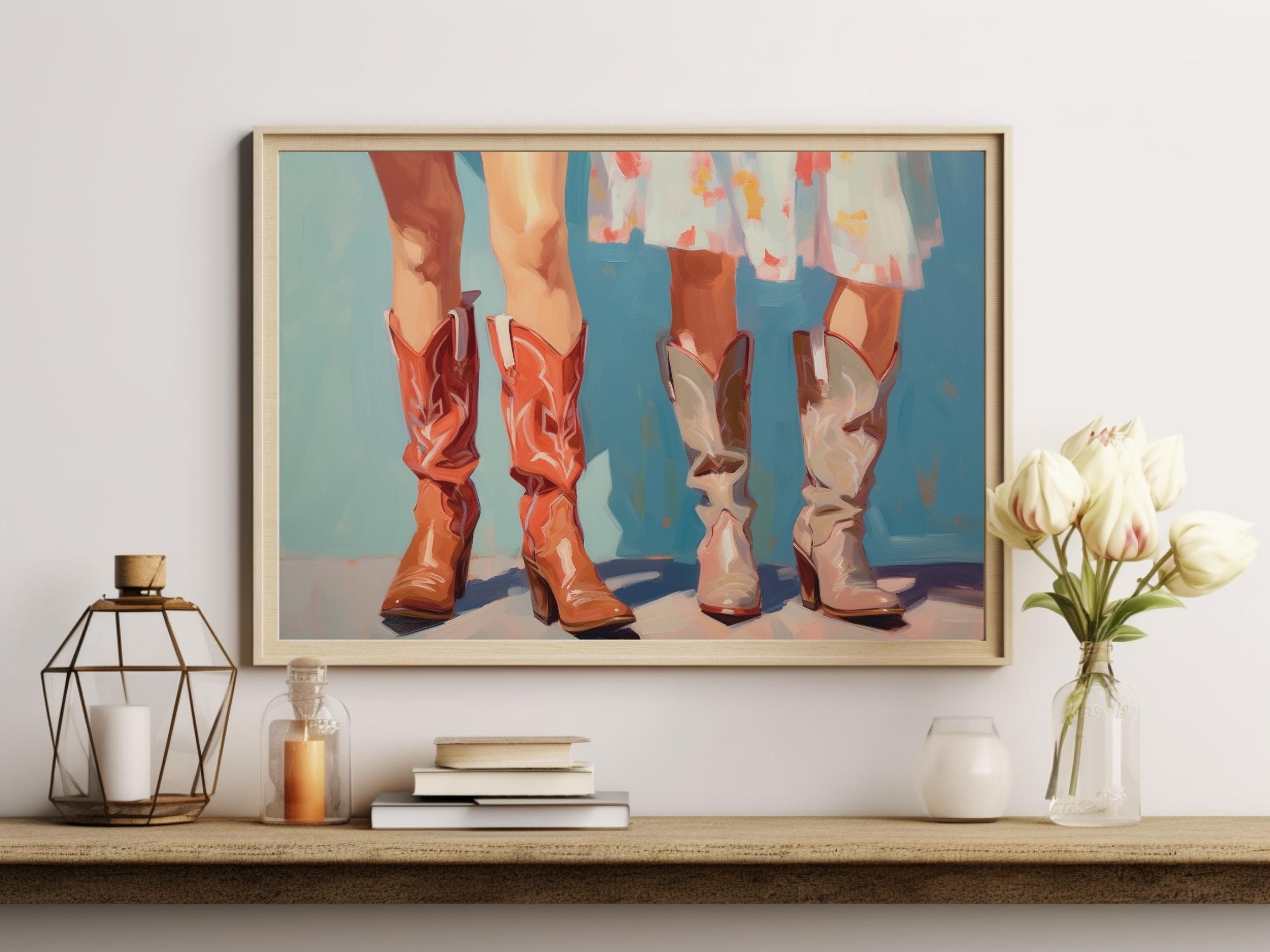 Cowgirl Boot Art Print, Cowgirl Boot Painting, Western Boot Painting ...
