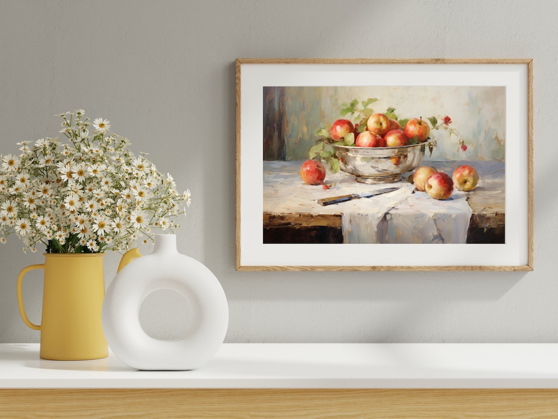 Apples Still Life Printable Art, Apple Oil Painting, Vintage Oil ...