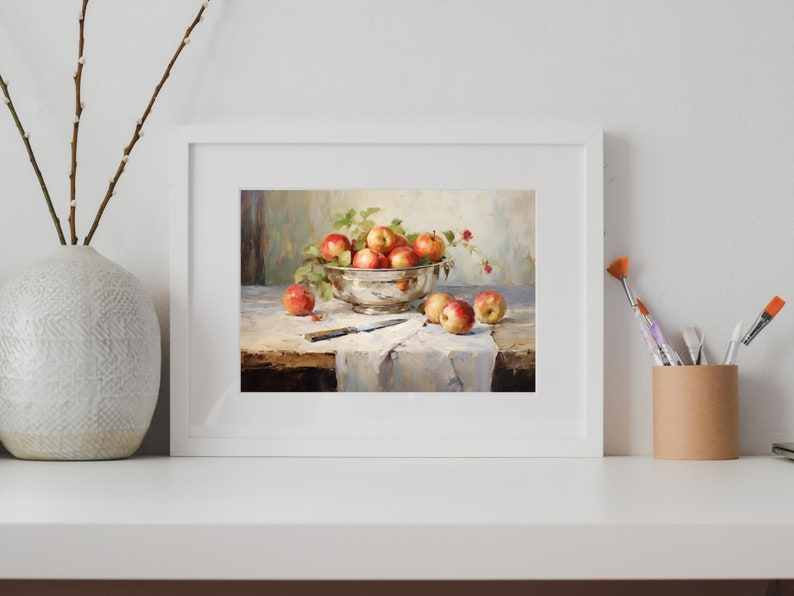 Apples Still Life Printable Art, Apple Oil Painting, Vintage Oil ...