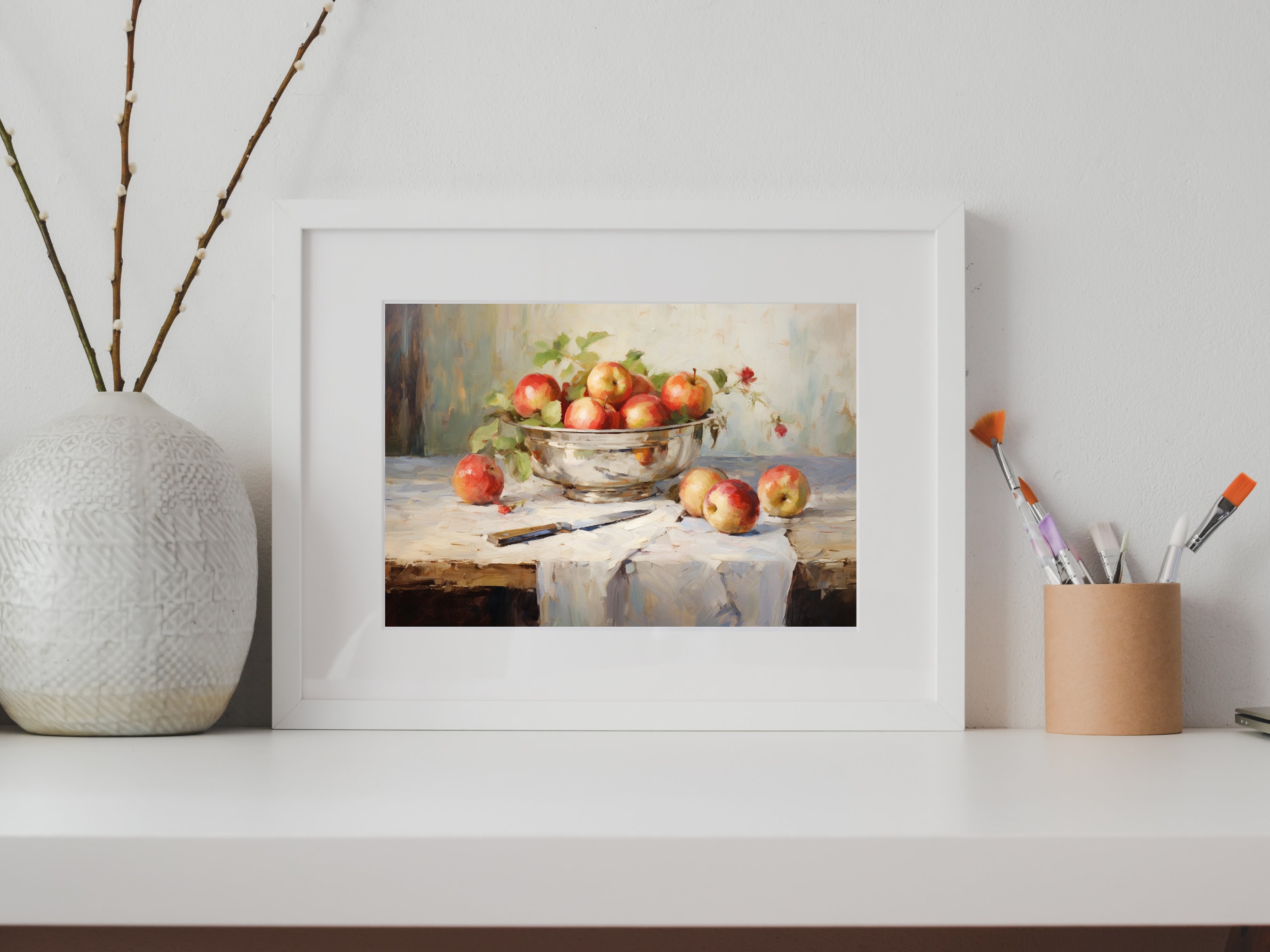 Apples Still Life Printable Art, Apple Oil Painting, Vintage Oil ...