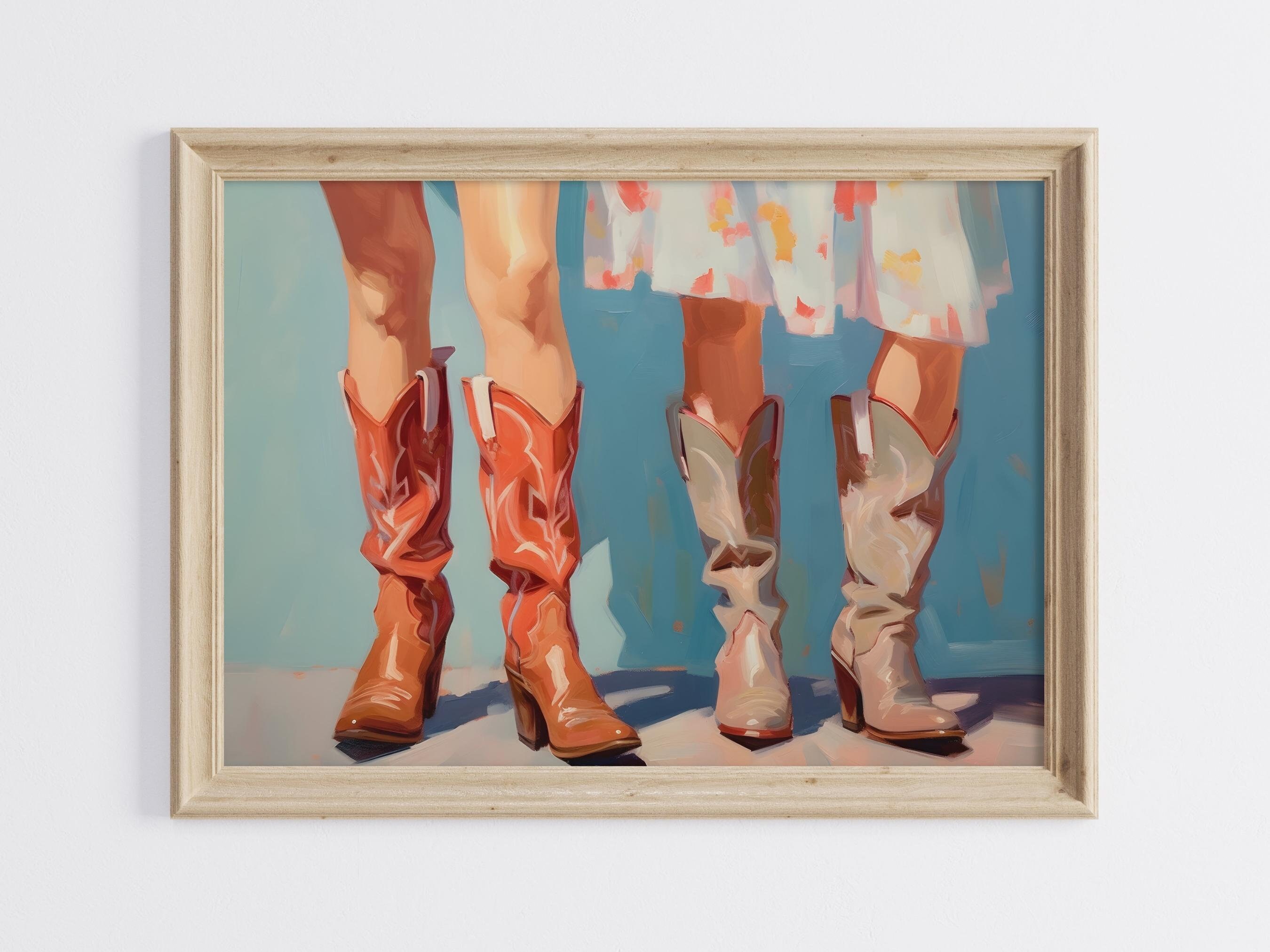 Cowgirl Boot Art Print, Cowgirl Boot Painting, Western Boot Painting ...