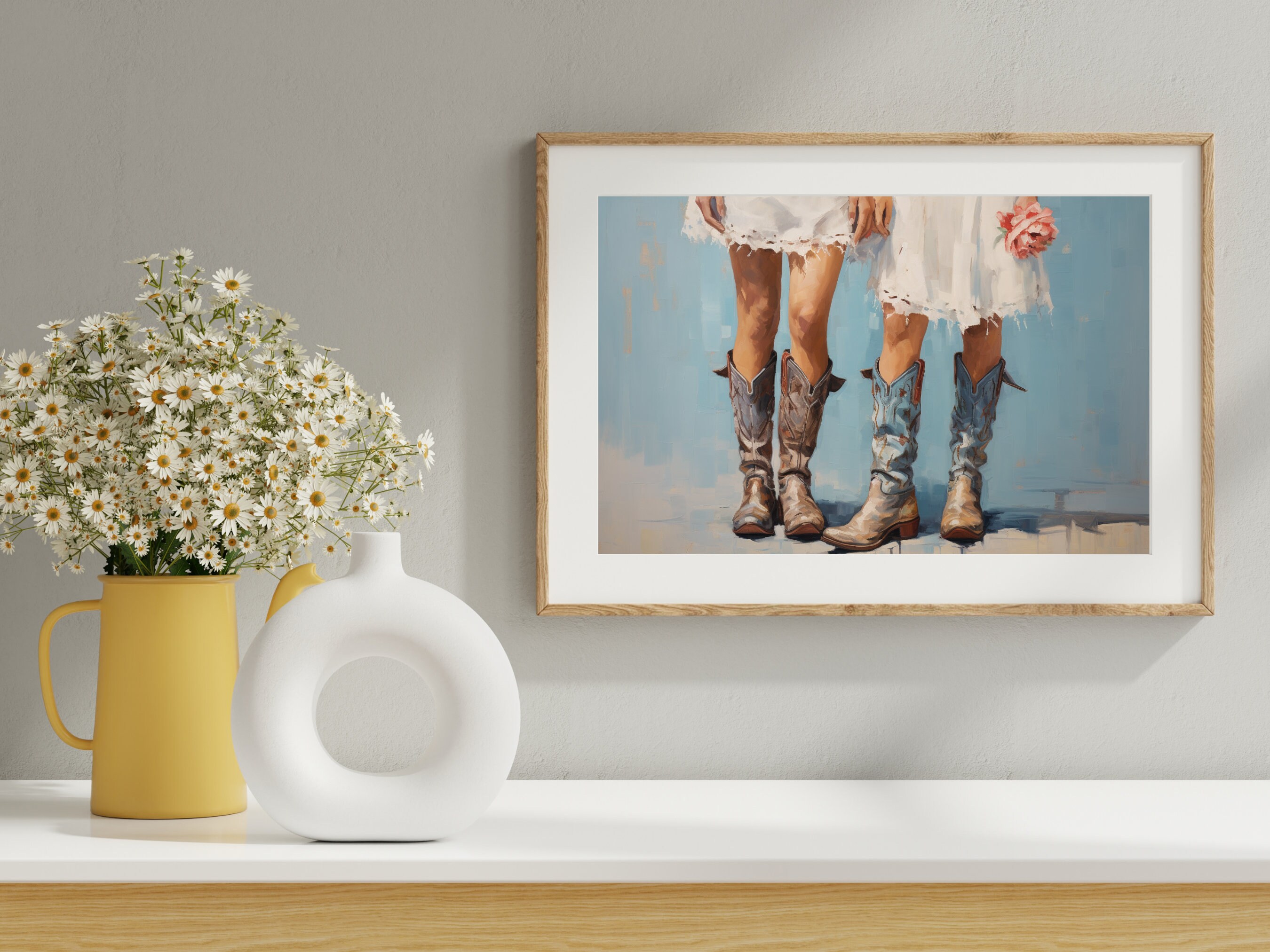 Cowgirl Boot Art Print, Western Oil Painting, Boots Painting, Preppy ...