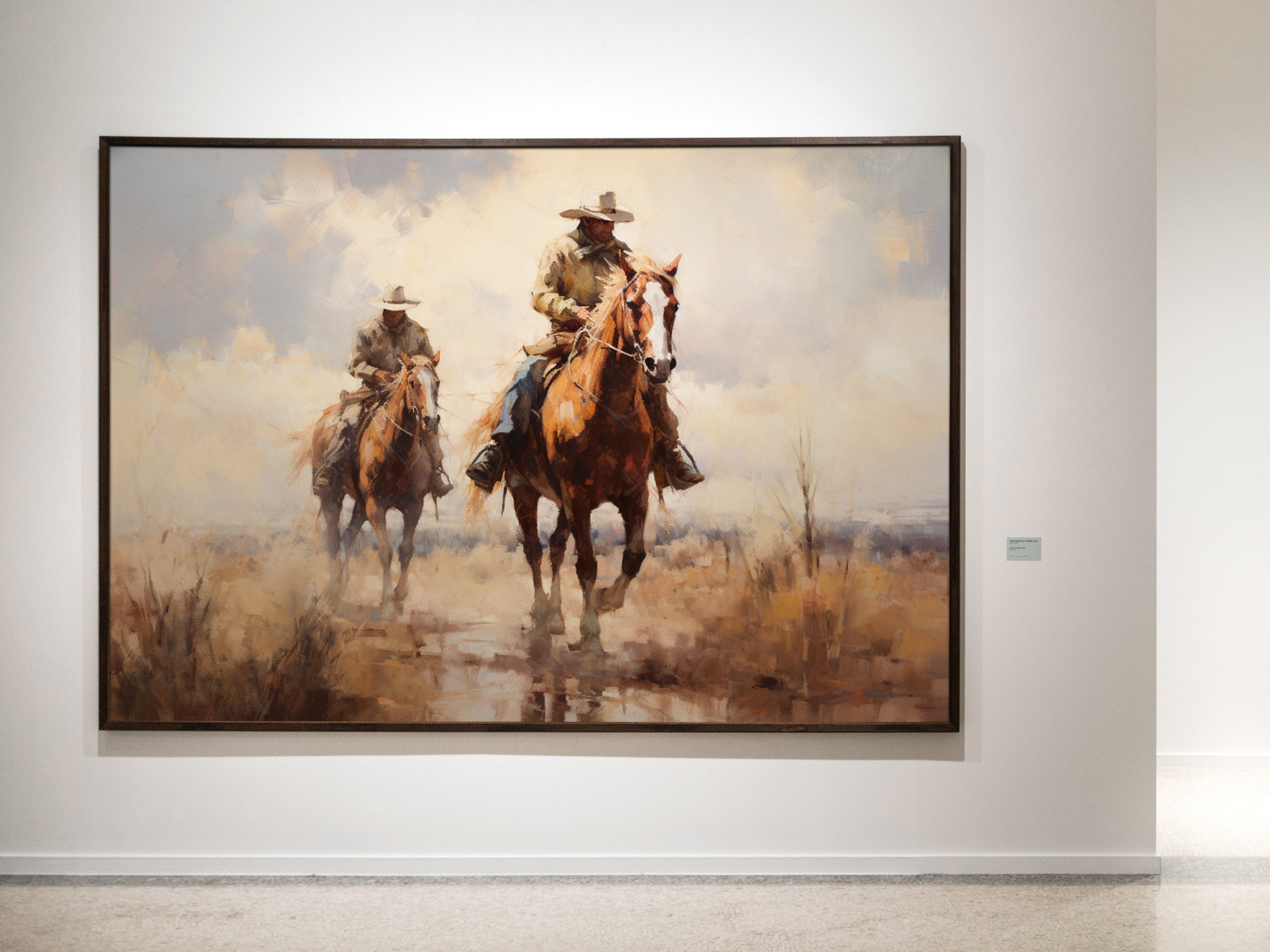 Cowboy Riding Horse Art Print, Western Vintage Oil Painting, Retro Oil ...