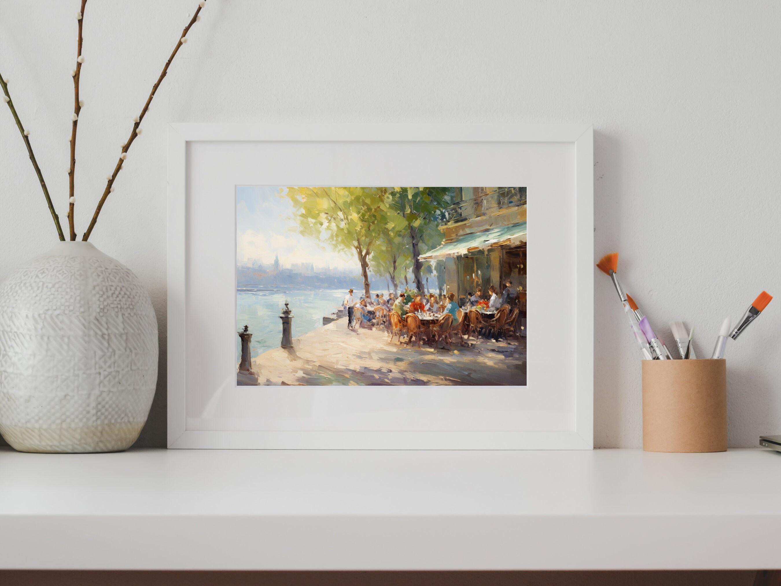 Cafe Outdoor Printable Art, Cafe Oil Painting, Paris Cafe Wall Art ...