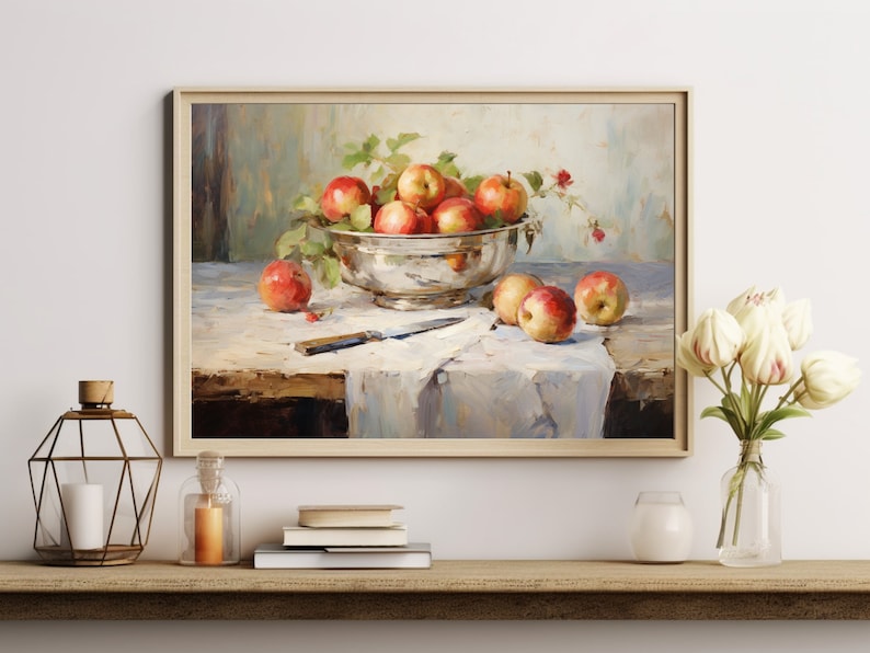 Apples Still Life Printable Art, Apple Oil Painting, Vintage Oil ...